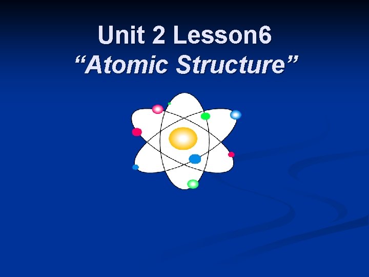 Unit 2 Lesson 6 Atomic Structure Defining the