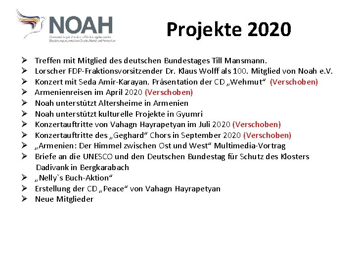 Jahresbericht 2020 Projekte 2020 Treffen mit Mitglied des