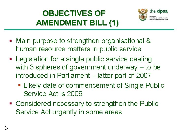 Public Service Amendment Bill presentation to Workshop arranged