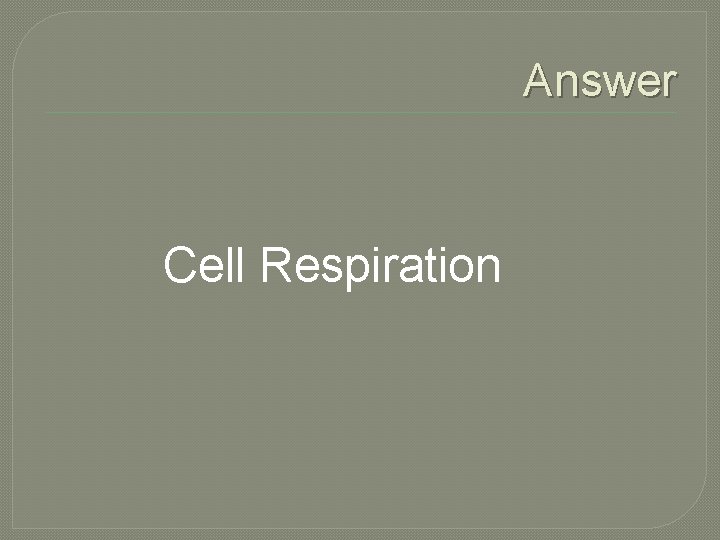 Chapter 4 review ATP Photosynthesis Cell Respiration QUESTION