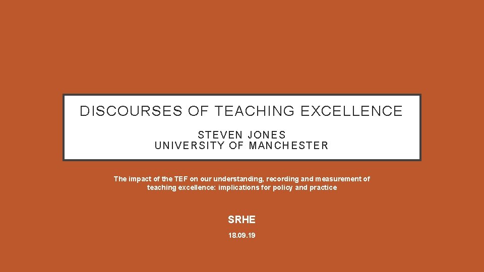 DISCOURSES OF TEACHING EXCELLENCE ST EV EN JO