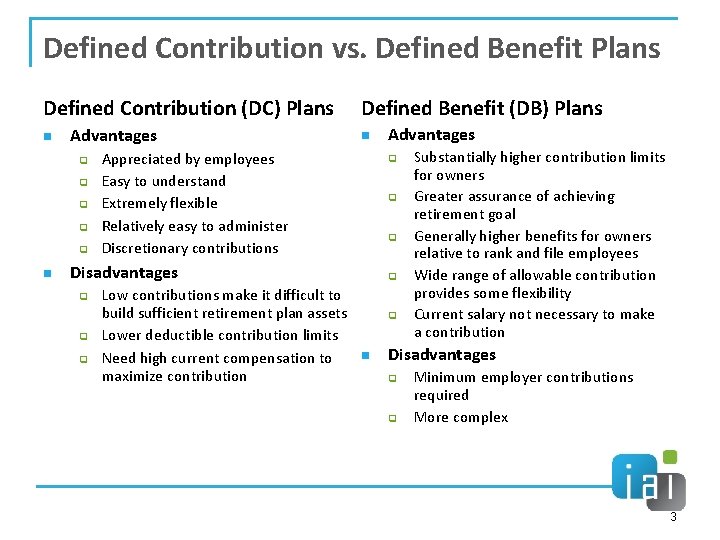 Utilizing a DB Plan in Business Transitions Independent