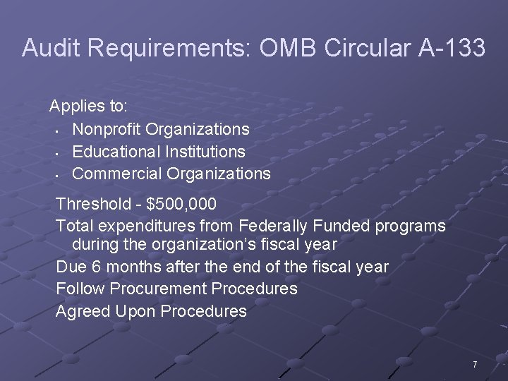 Audits Unit Purpose and Objectives n n To
