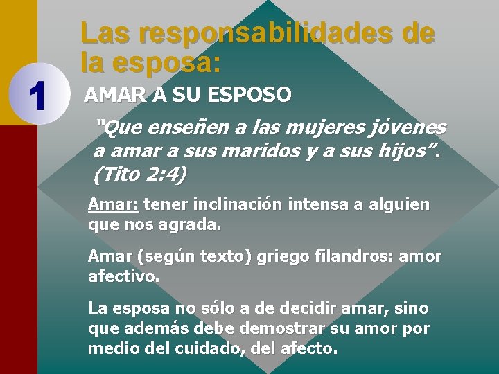 Las responsabilidades de la esposa AMAR A SU