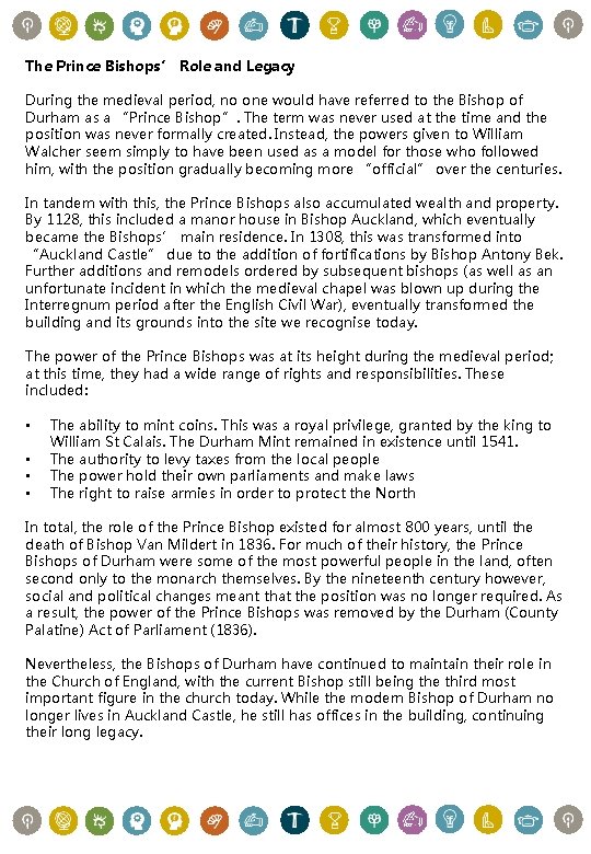 Who were the Prince Bishops Age s 11