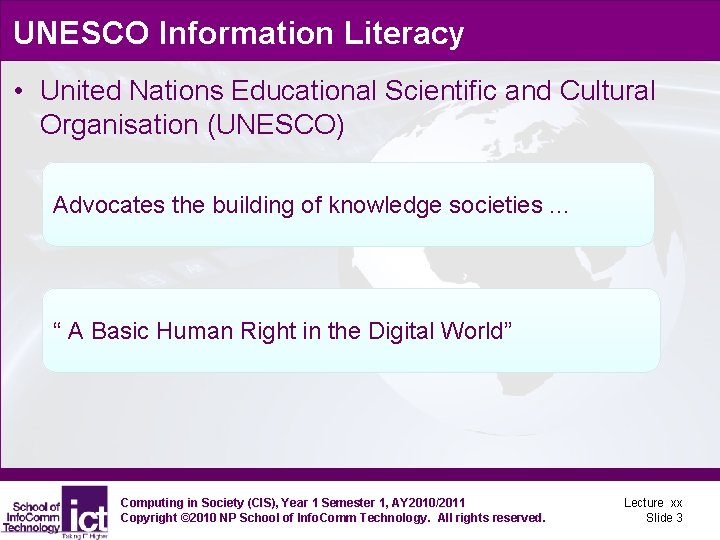 UNESCO Information Literacy A Case Study Digital Divide