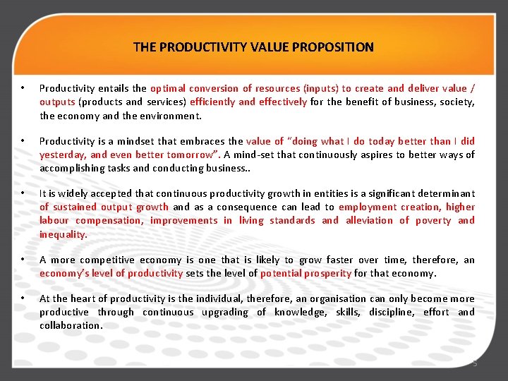 PRODUCTIVITY SOUTH AFRICA BRIEFING ON THE FIRST QUARTERLY