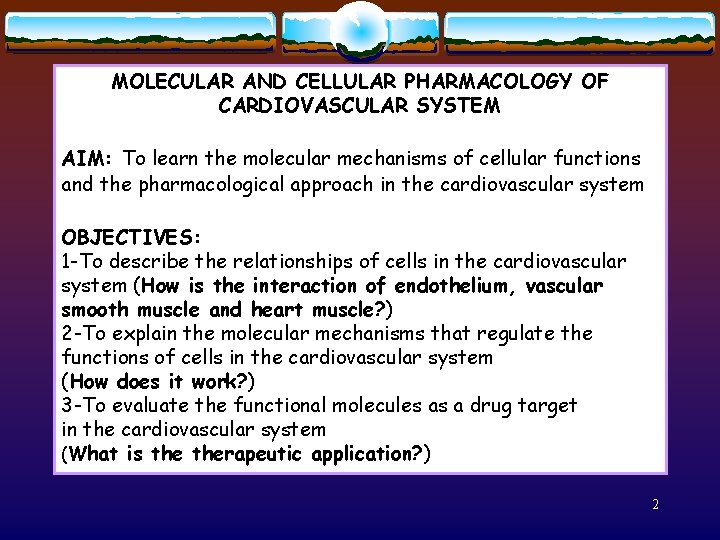 MOLECULAR AND CELLULAR PHARMACOLOGY OF THE CARDIOVASCULAR SYSTEM