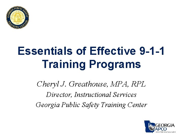 Essentials of Effective 9 1 1 Training Programs
