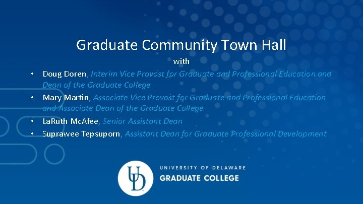 Graduate Community Town Hall with Doug Doren Interim