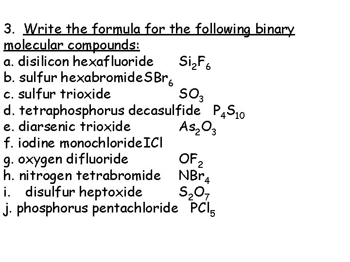 Worksheet 2 answers 1 Write the formula for
