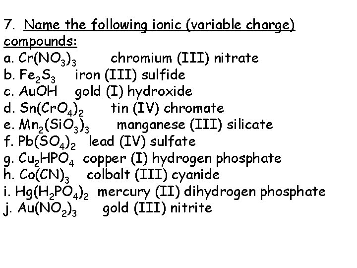 Worksheet 2 answers 1 Write the formula for
