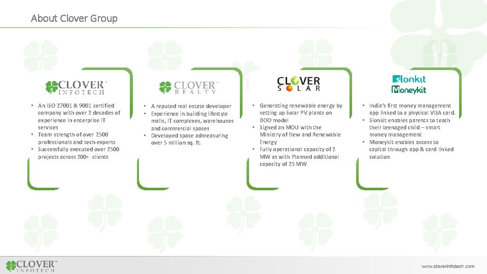 About Clover Group An ISO 27001 9001 certified