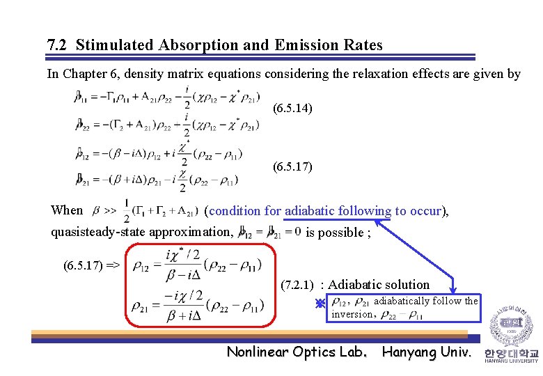 Chapter 7 Emission and Absorption and Rate Equations
