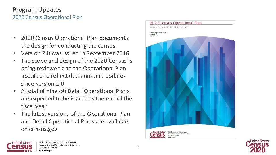 2020 Census Update Dominic Beamer Technical Lead Operational