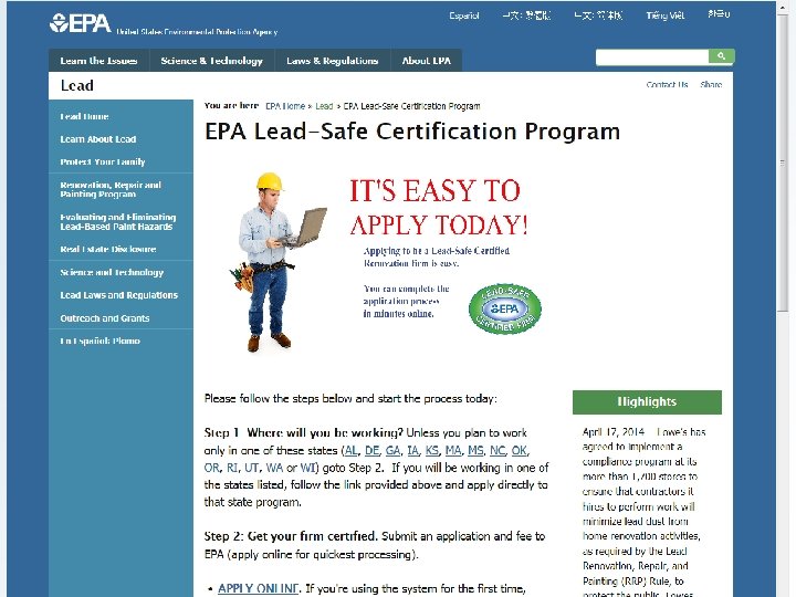 EPA OPPT Lead Program National Tribal Toxics Council