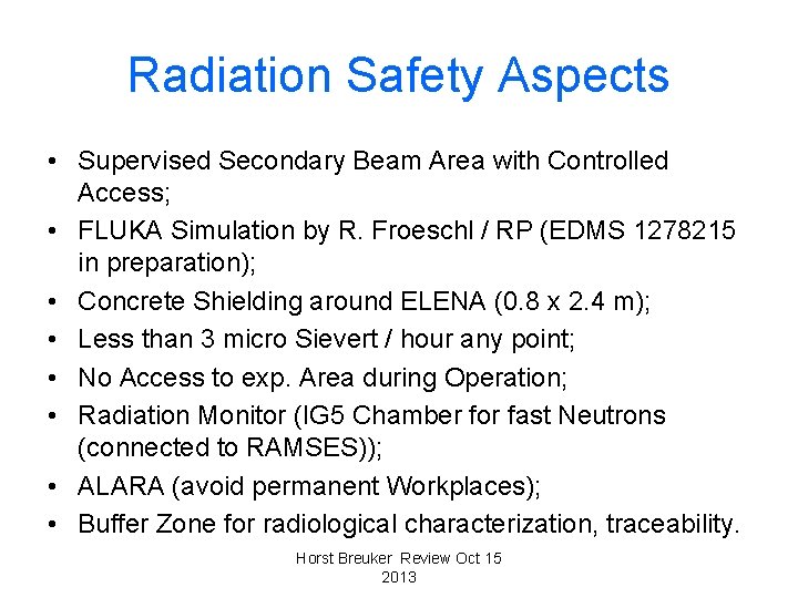 ELENA Safety and Radio Protection ELENA TDR Chapter