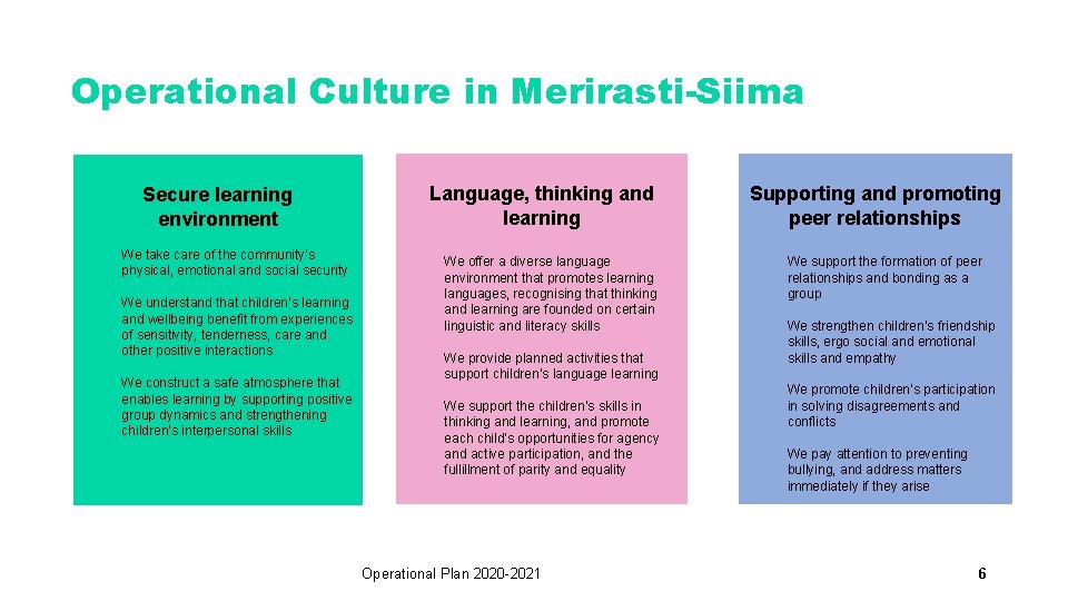 Operational Plan 2020 2021 Early Education Unit MerirastiSiima