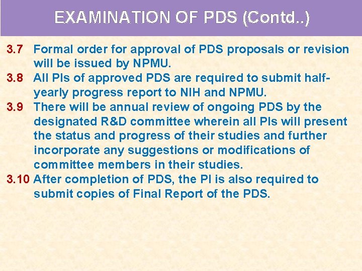 ROLE OF NIH IN PDS and CAPACITY BUILDING
