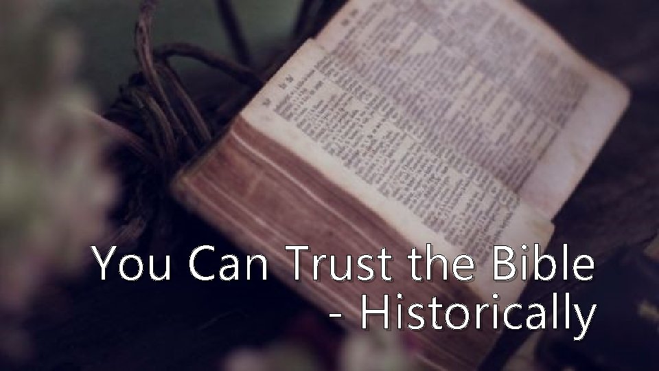 Back to the Bible You Can Trust the