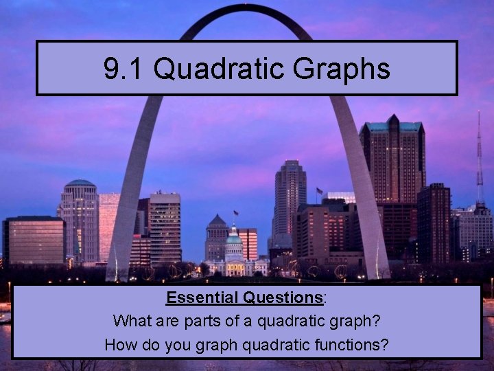 9 1 Quadratic Graphs Essential Questions What are