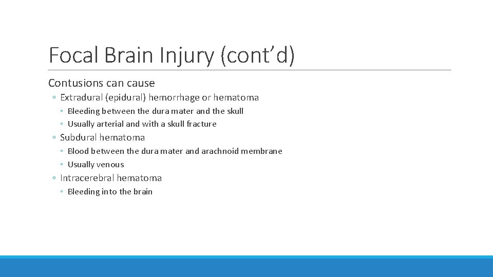 Neuro II Meningitis Inflammation of the brain or