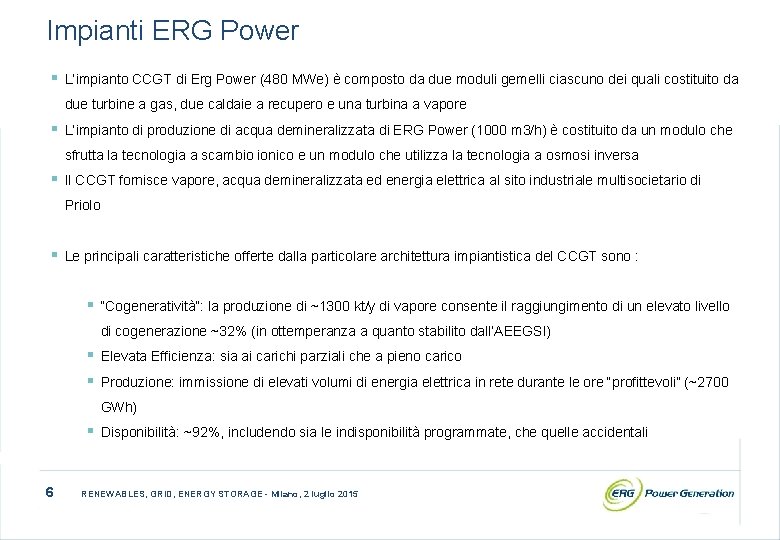 Efficienza Energetica Lesperienza ERG Power Generation Giovanni Bellina
