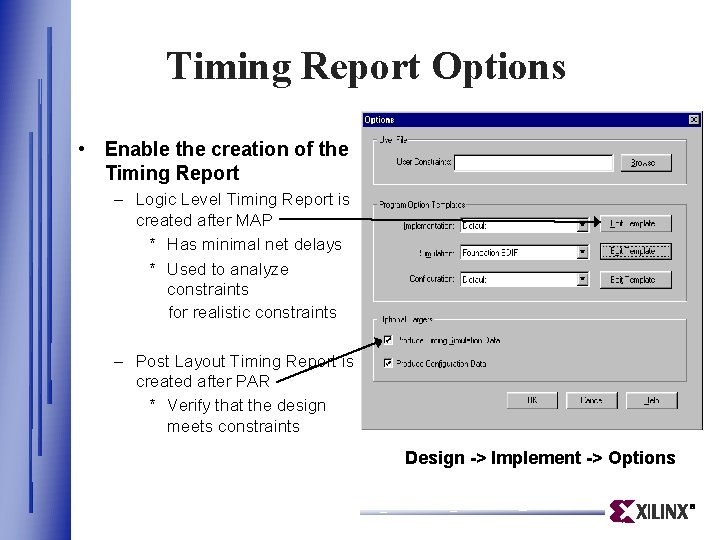 Programmable Logic Training Course Custom Options Main Menu