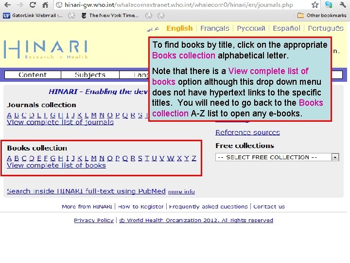 Accessing journals by Language 4 Select a title