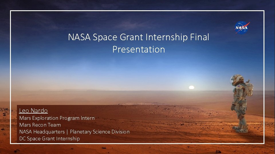 1 First level NASA Space Grant Internship Final