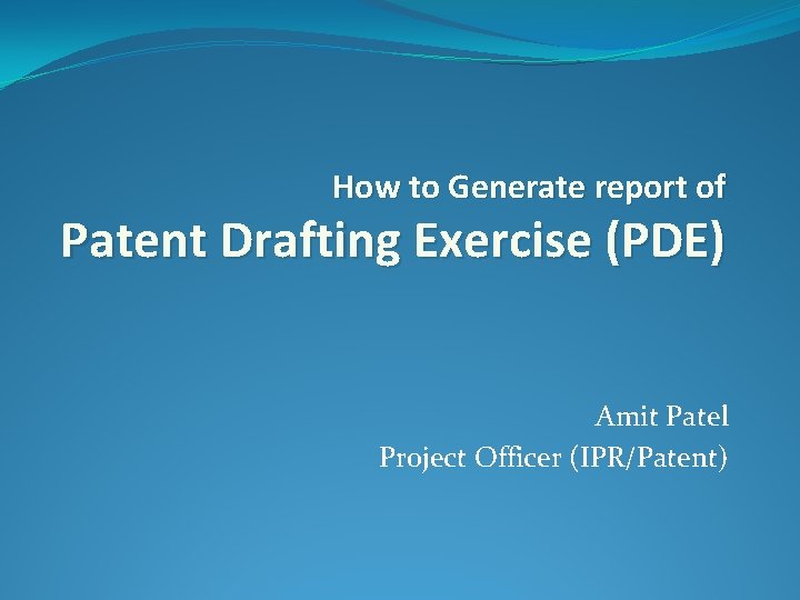 How to Generate report of Patent Drafting Exercise