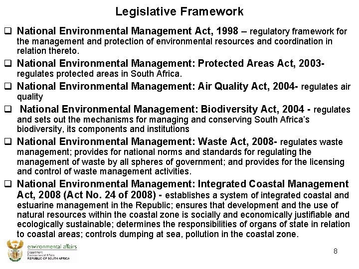 Department of Environmental Affairs Strategic Plan Presentation by