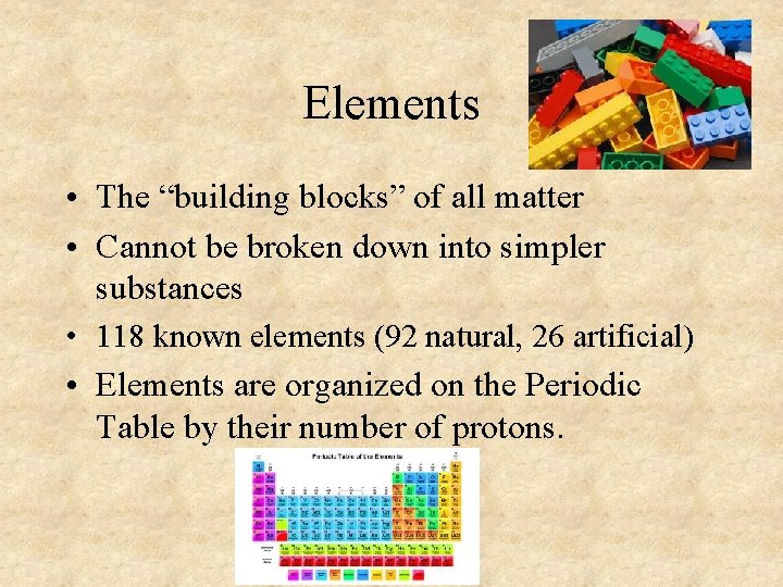 ELEMENTS Elements The building blocks of all matter