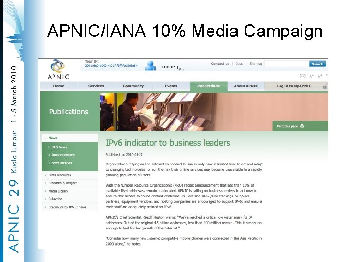 Collaboration among the NIRs and the APNIC IPv