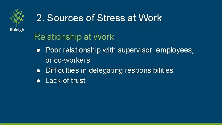 CITY OF RALEIGH PUBLIC UTILITIES DEPARTMENT STRESS MANAGEMENT