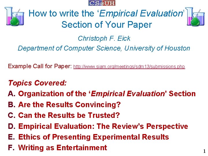 How to write the Empirical Evaluation Section of