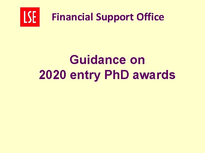Financial Support Office Guidance on 2020 entry Ph