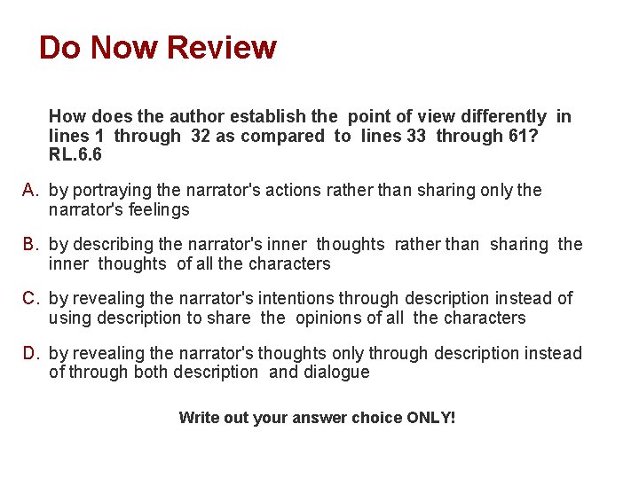 6 th Grade ELA Unit 2 Lesson 5