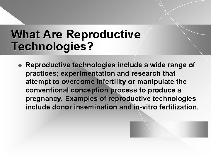 Reproductive Technologies Initiating A Federal Response By Marsha