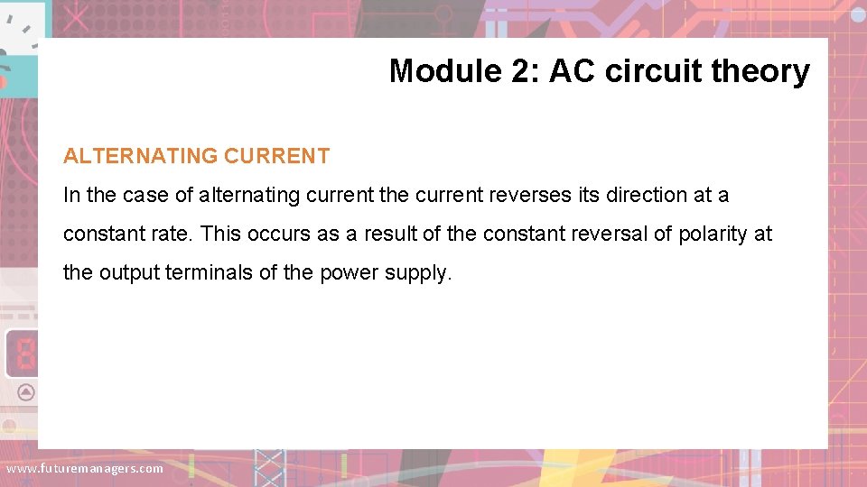 Electrotechnics N 5 Module 1 DC machines CONSTRUCTION