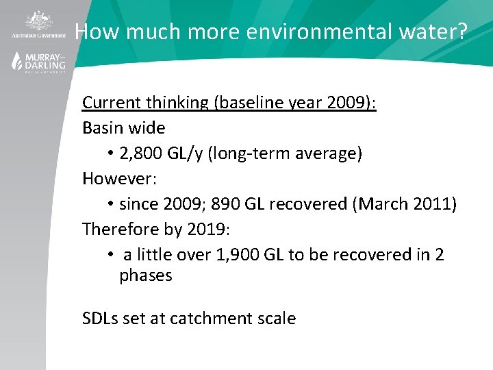 Current Thinking on draft Basin Plan 4 October