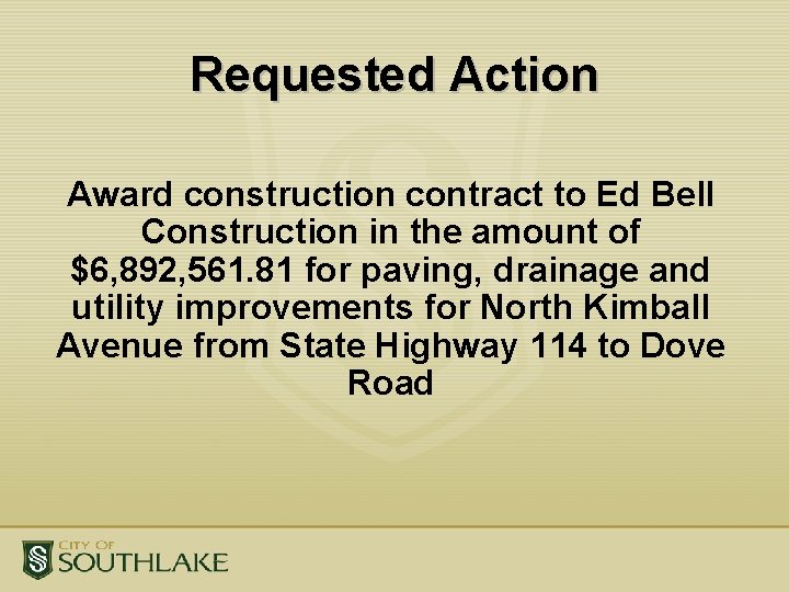 Item 4 B Award construction contract to Ed