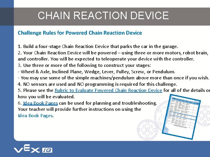 VEX IQ Curriculum Chain Reaction Challenge Lesson 05