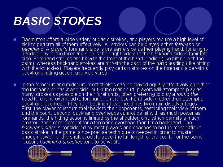 Badminton Study Guide for Barrington Physical Education Classes