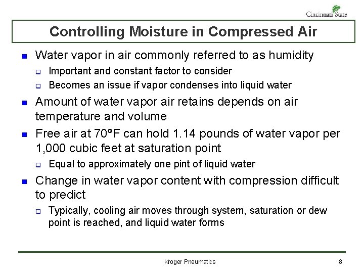Conditioning and Distribution of Compressed Air Chapter 16