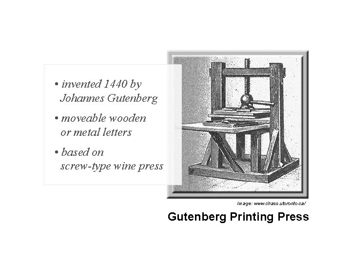 invented 1440 by Johannes Gutenberg moveable wooden or