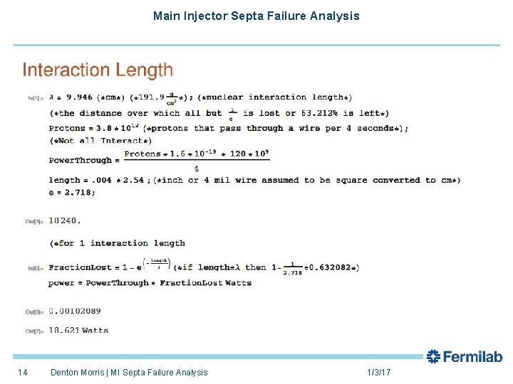Understanding the Main Injector Septa Failures Denton Morris