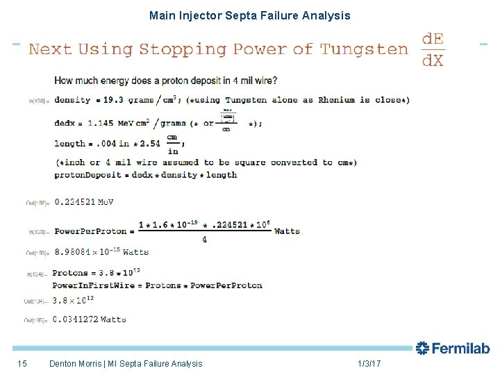 Understanding the Main Injector Septa Failures Denton Morris