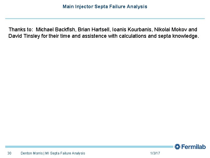 Understanding the Main Injector Septa Failures Denton Morris