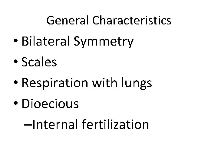 Class Reptilia General Characteristics Bilateral Symmetry Scales ...